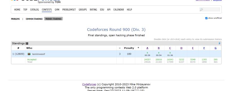 Tamim Wasif on LinkedIn: participated in codeforces DIV3 round and ... Tamim Wasif on LinkedIn: participated in codeforces DIV3 round and ...