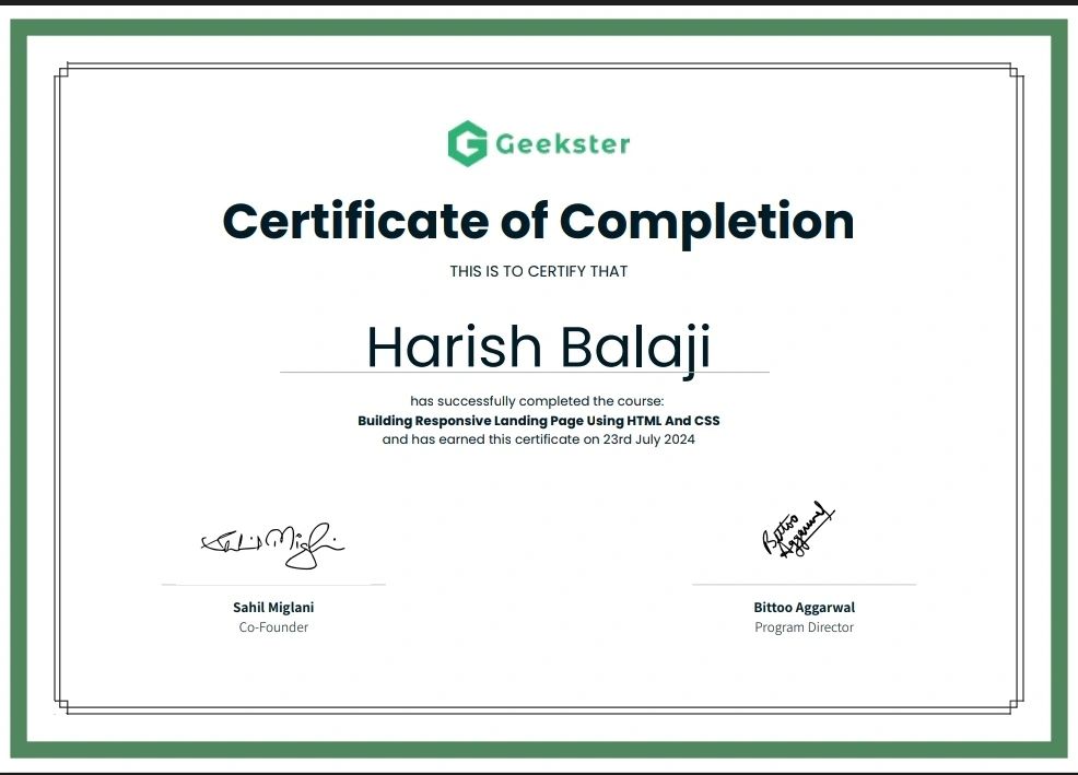 Harish Balaji on LinkedIn: #webdevelopment #html #css #geekster Harish Balaji on LinkedIn: #webdevelopment #html #css #geekster