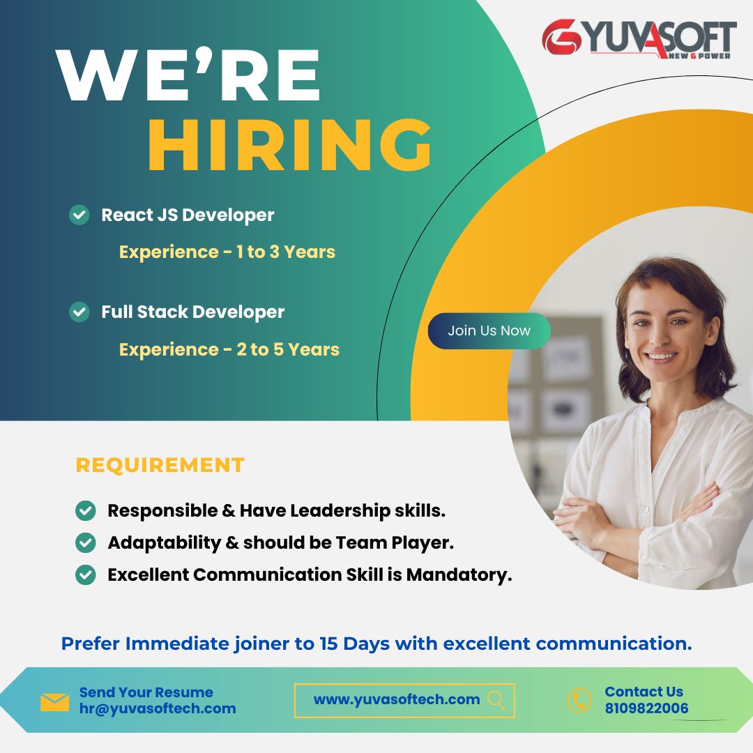 Yuvasoft Solutions Pvt Ltd on LinkedIn: #reactjs_developer #fullstack ... Yuvasoft Solutions Pvt Ltd on LinkedIn: #reactjs_developer #fullstack ...