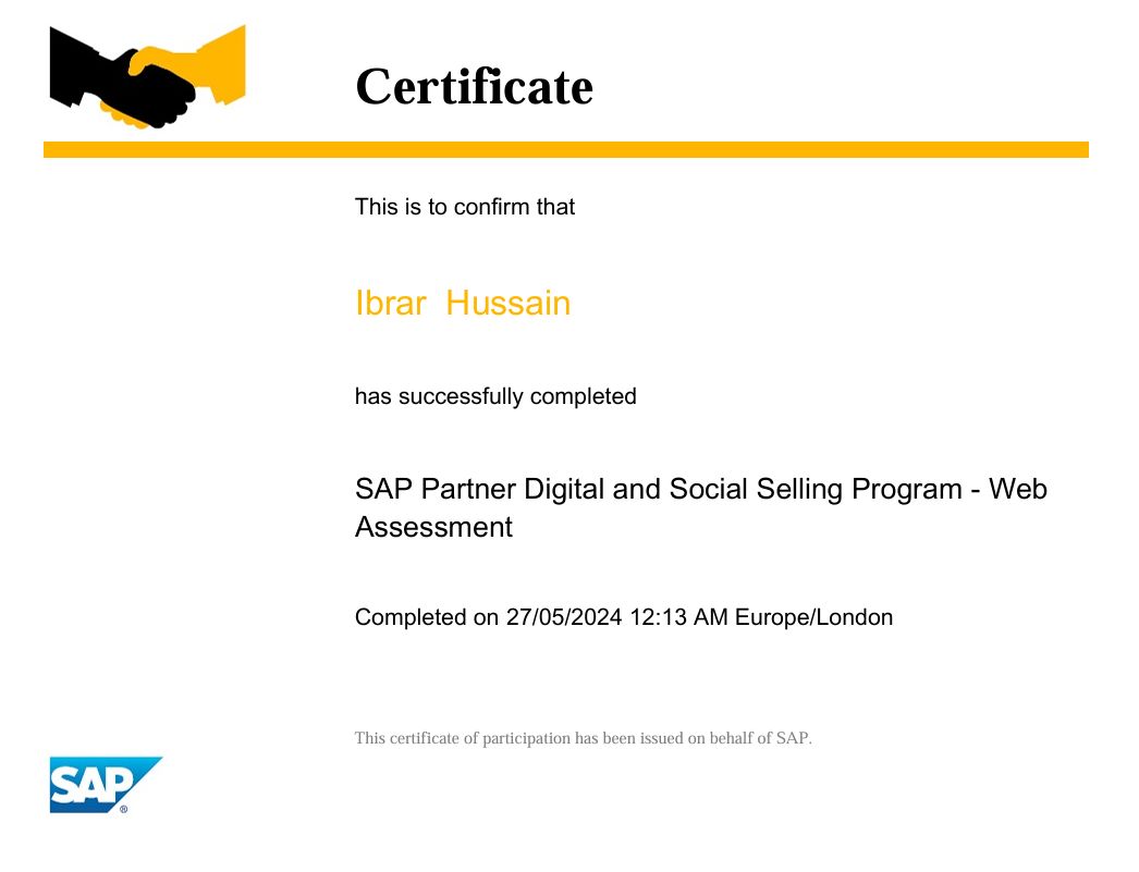 Ibrar Hussain on LinkedIn: #certification #sap #digitalselling # ... Ibrar Hussain on LinkedIn: #certification #sap #digitalselling # ...