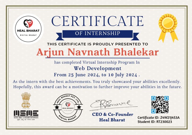 Arjun Bhalekar on LinkedIn: #webdevelopment #internshipcompletion #html ... Arjun Bhalekar on LinkedIn: #webdevelopment #internshipcompletion #html ...