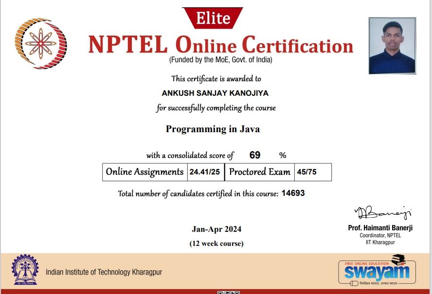 Ankush Kanojiya on LinkedIn: #java #programming #nptel Ankush Kanojiya on LinkedIn: #java #programming #nptel