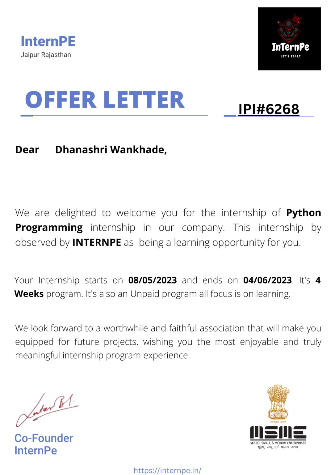 Dhanashri Wankhade on LinkedIn: #opportunity #intern #python # ... Dhanashri Wankhade on LinkedIn: #opportunity #intern #python # ...
