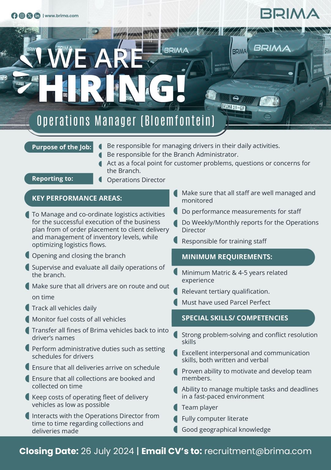 Brima Logistics on LinkedIn: BRIMA is searching for a highly energetic ... Brima Logistics on LinkedIn: BRIMA is searching for a highly energetic ...