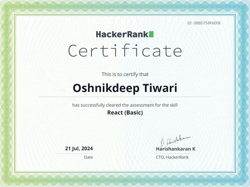 Oshnikdeep Tiwari on LinkedIn: #reactjs #certification #webdevelopment ... Oshnikdeep Tiwari on LinkedIn: #reactjs #certification #webdevelopment ...