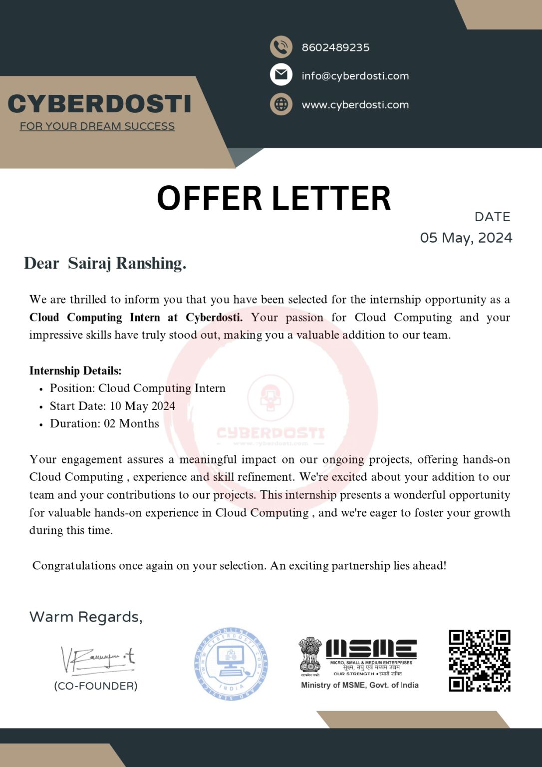Sairaj Ranshing on LinkedIn: #cyberdosti #cloudcomputing #internship Sairaj Ranshing on LinkedIn: #cyberdosti #cloudcomputing #internship