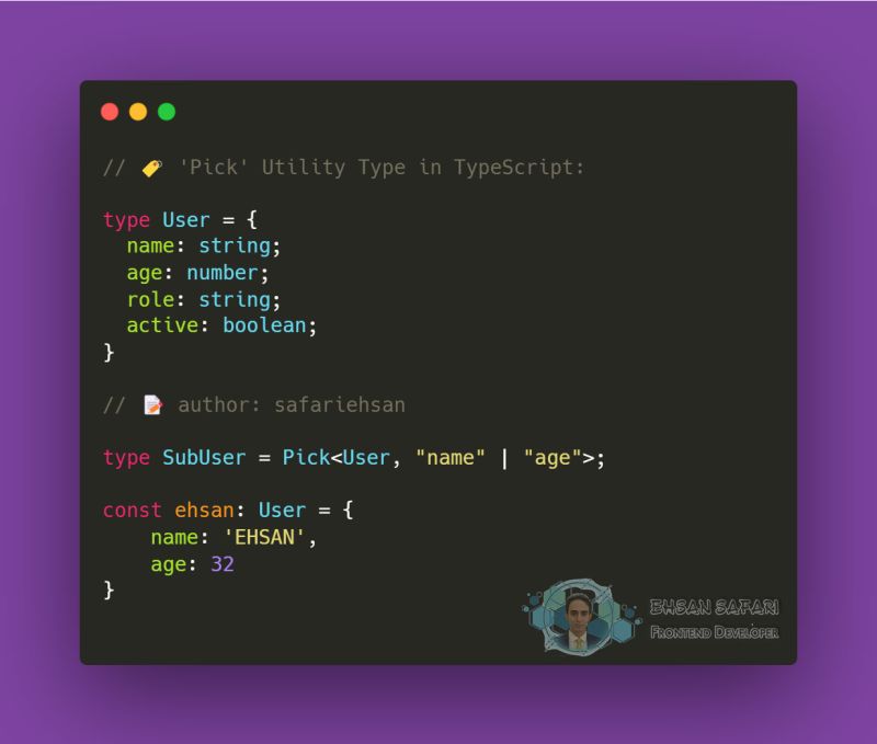 Ehsan Safari on LinkedIn: #typescript #utility_types #pick_utilitytype Ehsan Safari on LinkedIn: #typescript #utility_types #pick_utilitytype