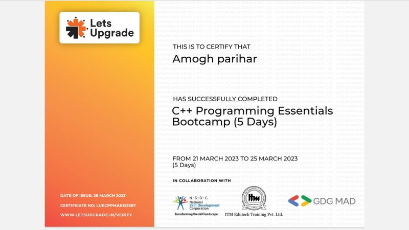 Amogh Parihar on LinkedIn: #cplusplus #programming #certification # ... Amogh Parihar on LinkedIn: #cplusplus #programming #certification # ...
