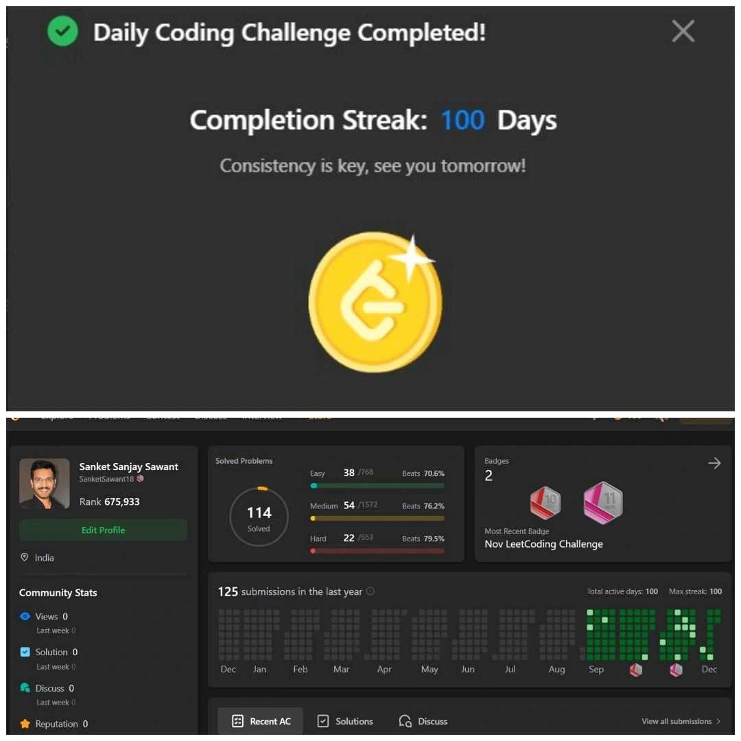 Sanket Sawant on LinkedIn: #leetcode #codingjourney #100daysofcode | 12 ... Sanket Sawant on LinkedIn: #leetcode #codingjourney #100daysofcode | 12 ...
