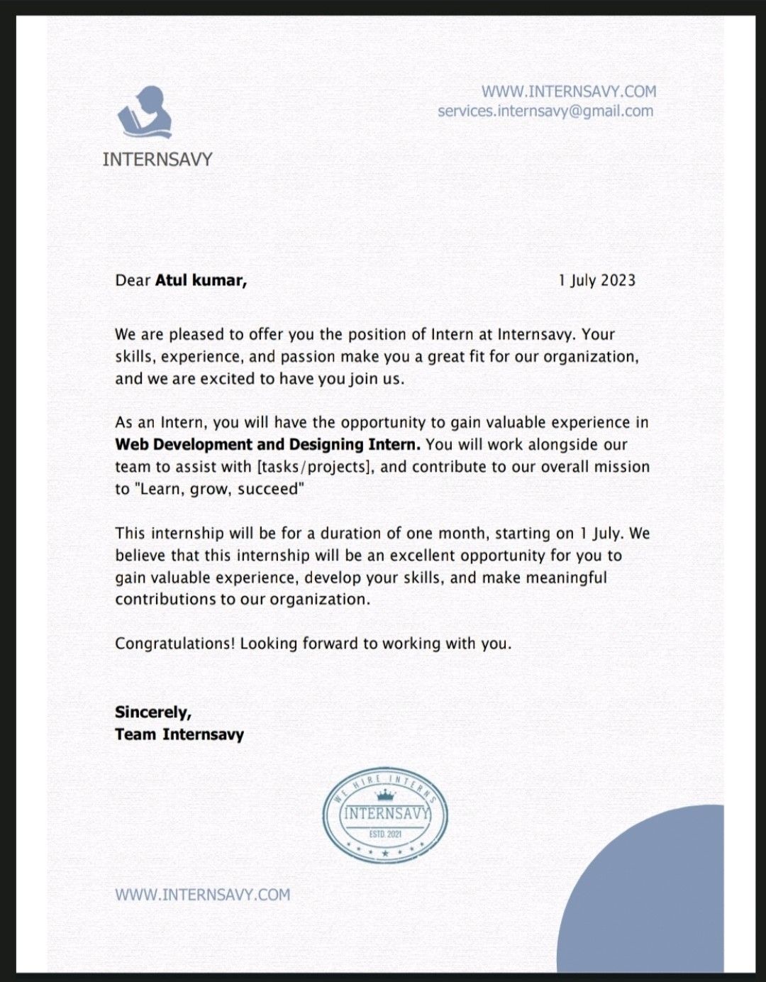 Atul Kumar on LinkedIn: #connections #share #intenship #offerletter # ... Atul Kumar on LinkedIn: #connections #share #intenship #offerletter # ...