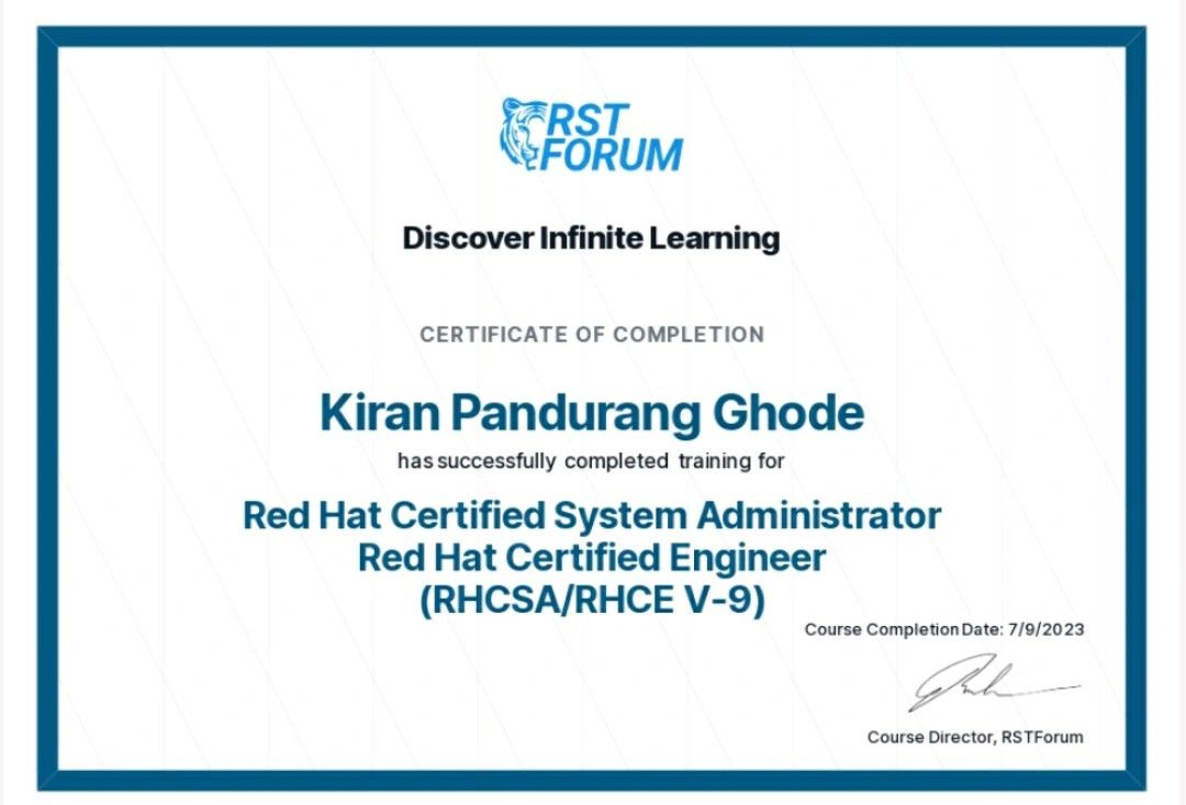 Kiran Ghode on LinkedIn: #redhat #linux Kiran Ghode on LinkedIn: #redhat #linux