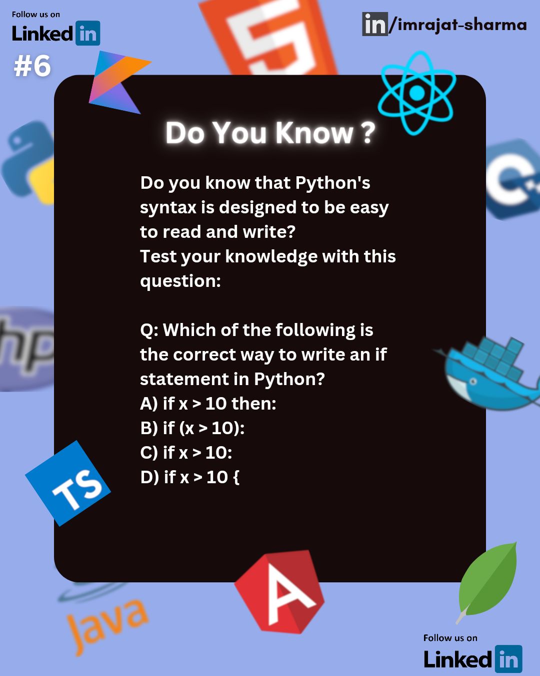 Rajat Sharma on LinkedIn: #python #programminglanguages #techtrivia # ... Rajat Sharma on LinkedIn: #python #programminglanguages #techtrivia # ...