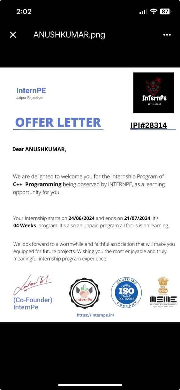 ANUSH KUMAR on LinkedIn: #internpe ANUSH KUMAR on LinkedIn: #internpe
