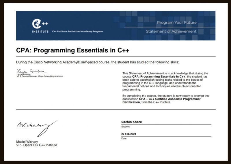 Sachin Khare on LinkedIn: #ciscocertified #cplusplus #networking Sachin Khare on LinkedIn: #ciscocertified #cplusplus #networking