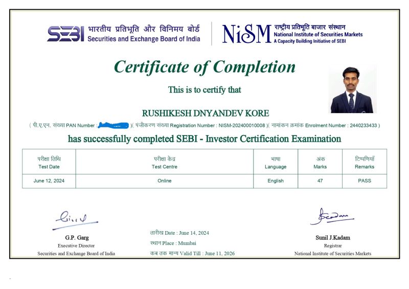 Rushikesh Kore on LinkedIn: #sebi #nism #investorcertification # ... Rushikesh Kore on LinkedIn: #sebi #nism #investorcertification # ...