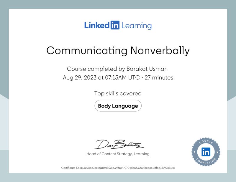 Barakat Usman on LinkedIn: Certificate of Completion Barakat Usman on LinkedIn: Certificate of Completion