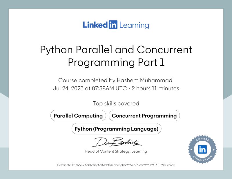 Hashem Muhammad on LinkedIn: Certificate of Completion Hashem Muhammad on LinkedIn: Certificate of Completion