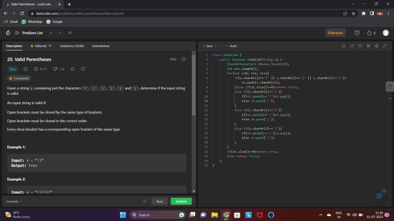 Kritan Jaiswal on LinkedIn: DAY-45/100 Problem-Valid parenthesis ... Kritan Jaiswal on LinkedIn: DAY-45/100 Problem-Valid parenthesis ...