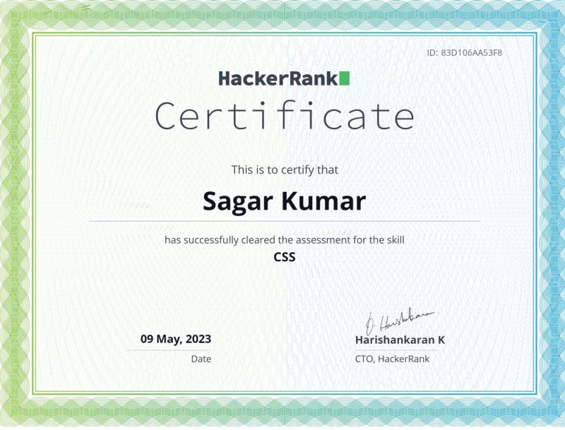 Sagar Kumar on LinkedIn: #connections #hackerrank #css #development # ... Sagar Kumar on LinkedIn: #connections #hackerrank #css #development # ...