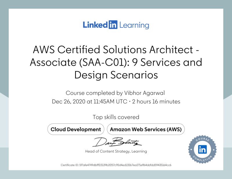 Vibhor Agarwal on LinkedIn: Certificate of Completion Vibhor Agarwal on LinkedIn: Certificate of Completion