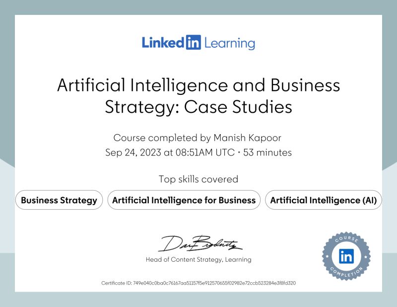 Manish Kapoor on LinkedIn: Certificate of Completion Manish Kapoor on LinkedIn: Certificate of Completion