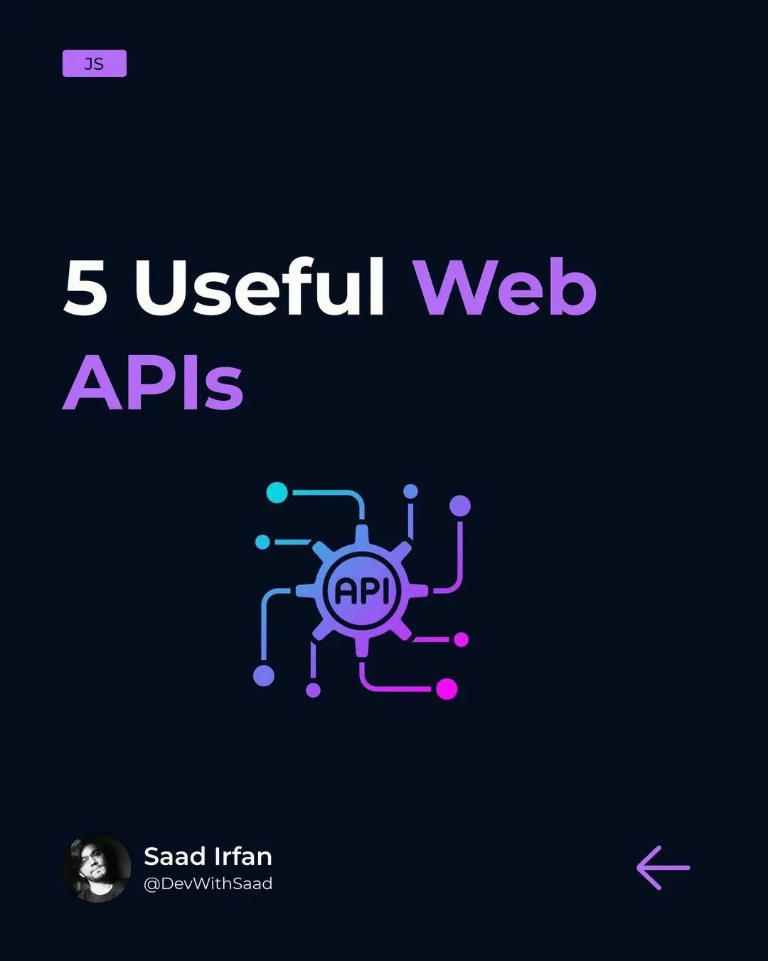 Suheer Zahid on LinkedIn: 5 Super usefull JavaScript web APIs that ... Suheer Zahid on LinkedIn: 5 Super usefull JavaScript web APIs that ...