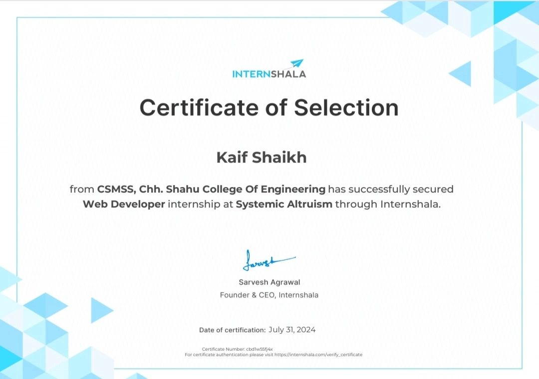 Mohammad Kaif on LinkedIn: #webdevelopment #internship #internshala # ... Mohammad Kaif on LinkedIn: #webdevelopment #internship #internshala # ...