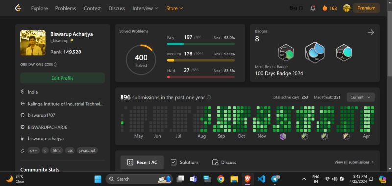 Biswarup Acharjya on LinkedIn: #buildinpublic #leetcode #consistency ... Biswarup Acharjya on LinkedIn: #buildinpublic #leetcode #consistency ...