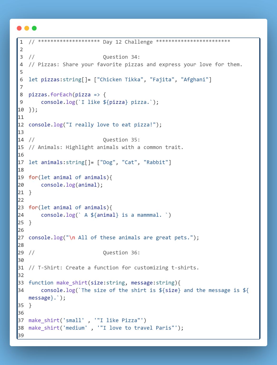 Fariha Shiekh on LinkedIn: #100daysofcode #day12 #typescript # ... Fariha Shiekh on LinkedIn: #100daysofcode #day12 #typescript # ...