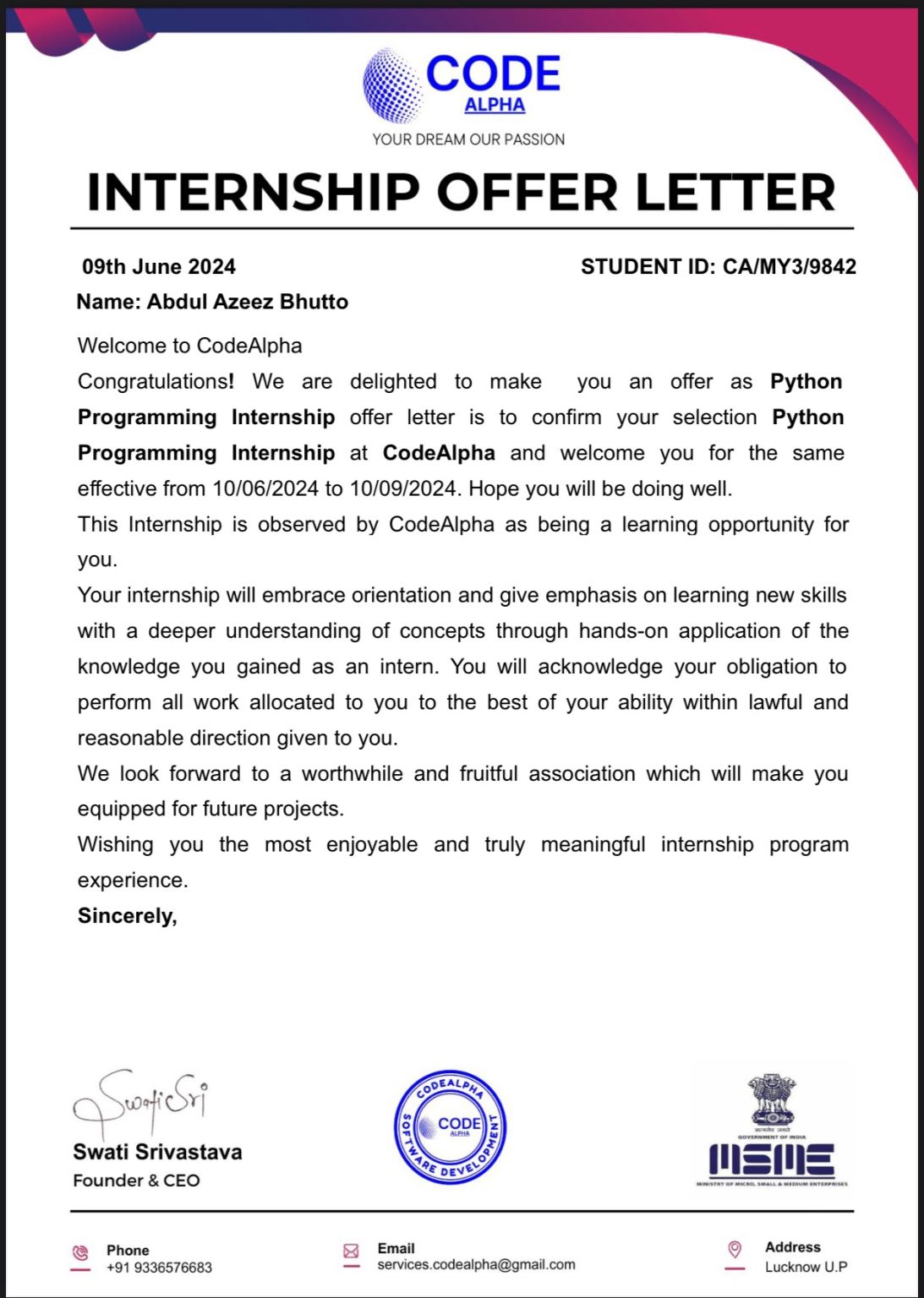 Abdul Azeez Bhutto on LinkedIn: #codealpha #internship #python Abdul Azeez Bhutto on LinkedIn: #codealpha #internship #python