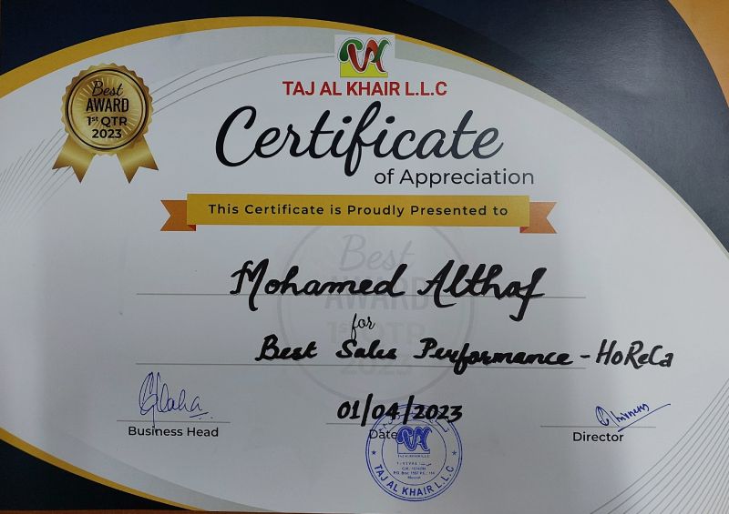 Mohamed Althaf on LinkedIn: Best Sales Performance Award 2023 Best All ... Mohamed Althaf on LinkedIn: Best Sales Performance Award 2023 Best All ...