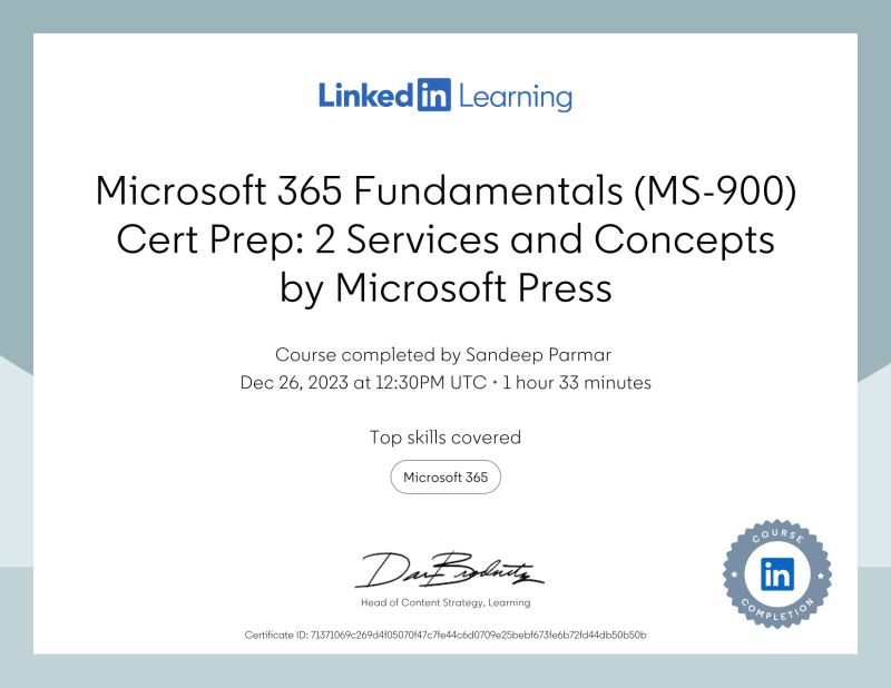 Sandeep Parmar on LinkedIn: Certificate of Completion Sandeep Parmar on LinkedIn: Certificate of Completion