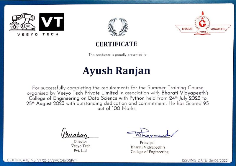 Ayush Ranjan on LinkedIn: #datascience #python #certification # ... Ayush Ranjan on LinkedIn: #datascience #python #certification # ...