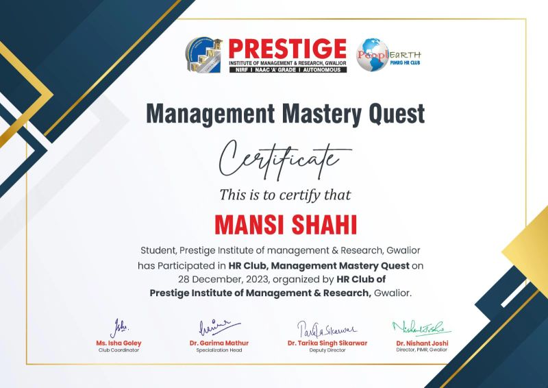 Mansi Shahi on LinkedIn: Management Mastery Quest Mansi Shahi on LinkedIn: Management Mastery Quest
