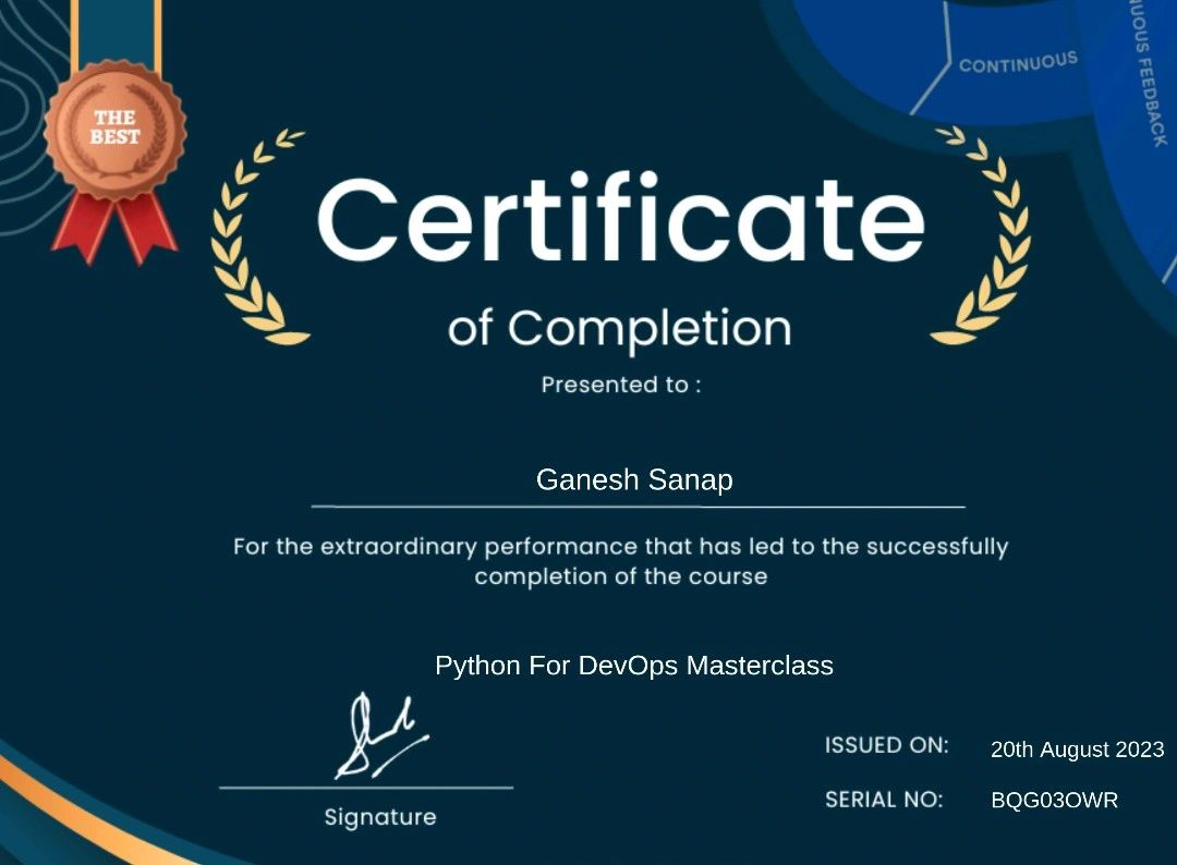 Ganesh Sanap on LinkedIn: #python_for_devops Ganesh Sanap on LinkedIn: #python_for_devops