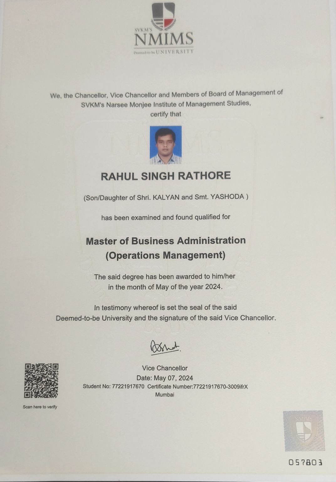 rahul singh rathore on LinkedIn: MBA Final Degree certificate rahul singh rathore on LinkedIn: MBA Final Degree certificate