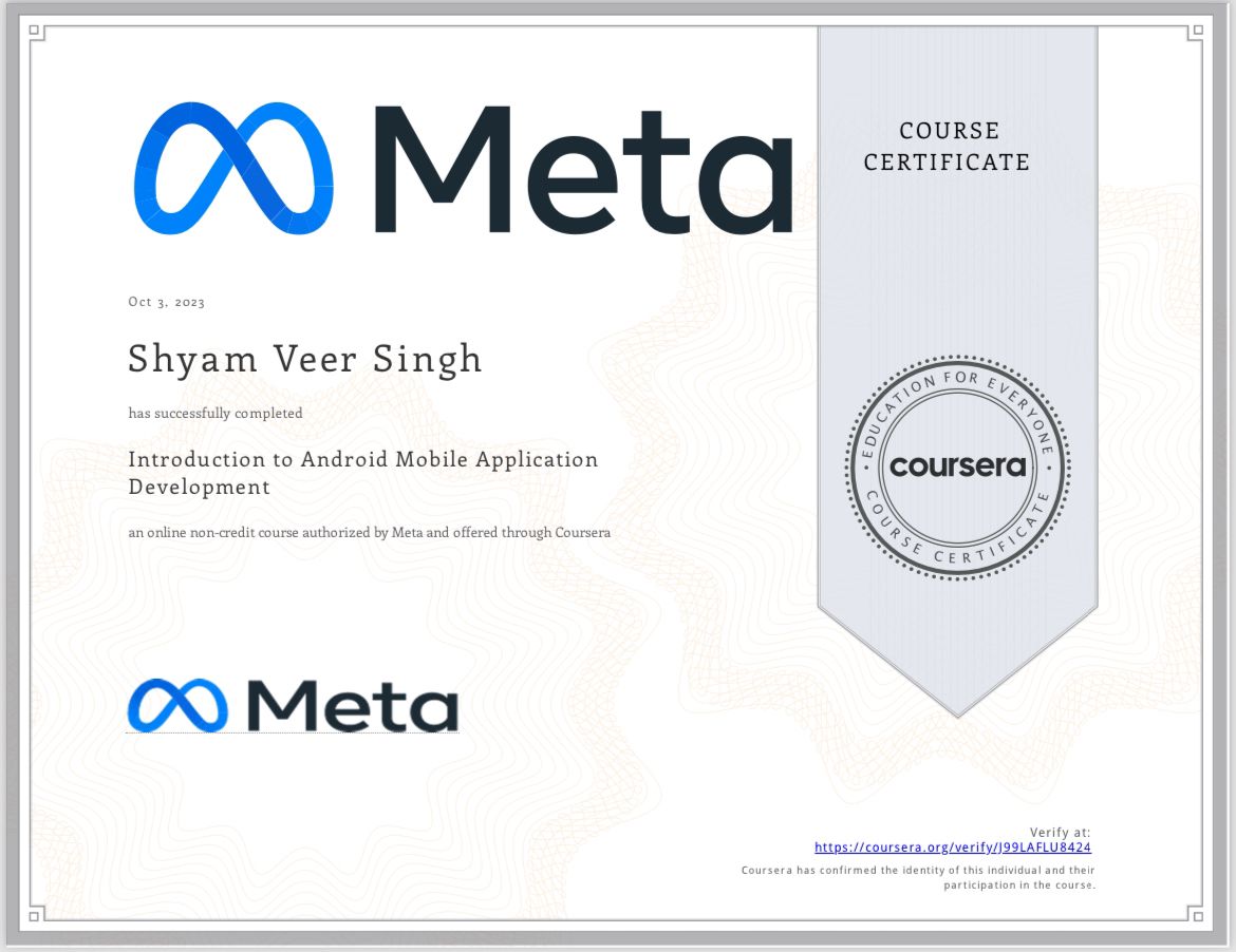 Shyam Chauhan on LinkedIn: #courseera #java #kotlin #certification # ... Shyam Chauhan on LinkedIn: #courseera #java #kotlin #certification # ...
