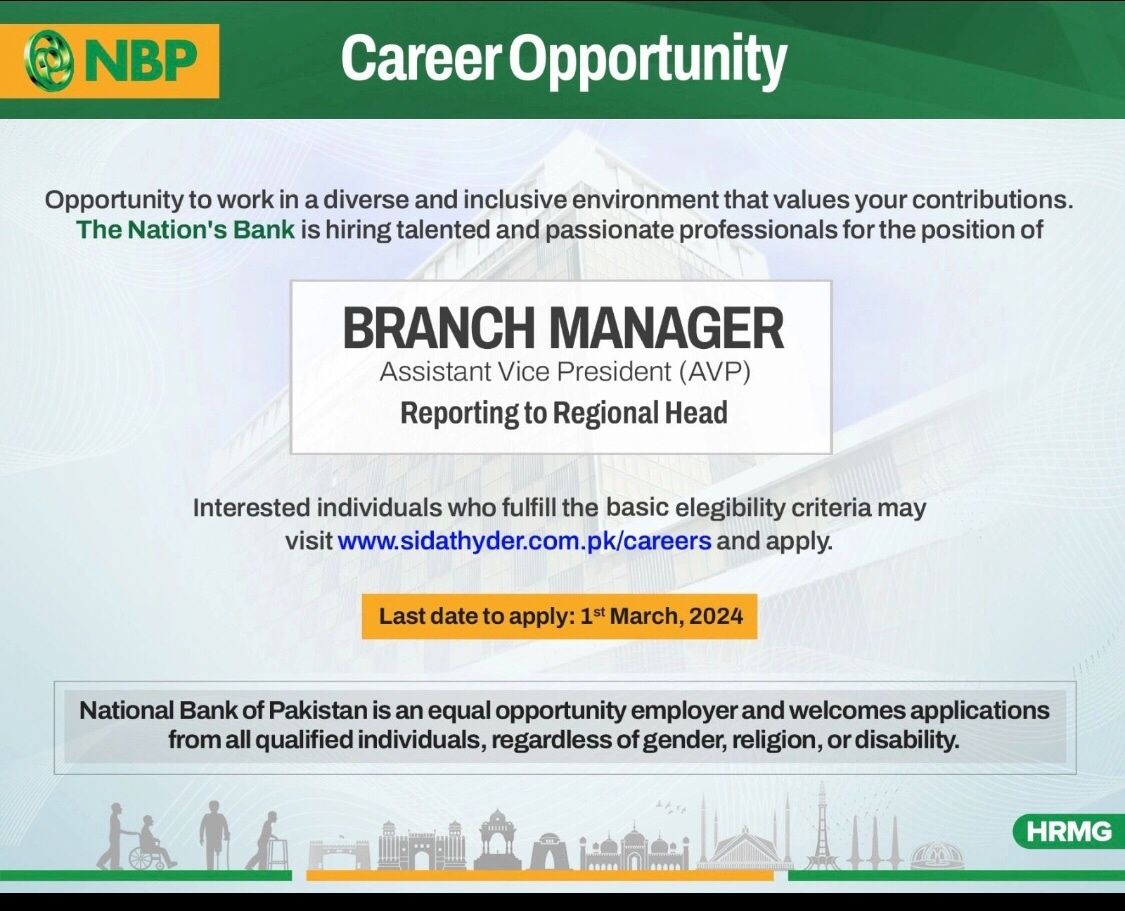 Raza Ali Abro on LinkedIn: #bankingcareers #branchmanager #opportunity ... Raza Ali Abro on LinkedIn: #bankingcareers #branchmanager #opportunity ...