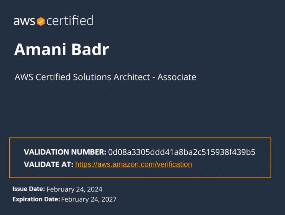 Amani Badr on LinkedIn: #aws #saa #certification | 21 comments Amani Badr on LinkedIn: #aws #saa #certification | 21 comments