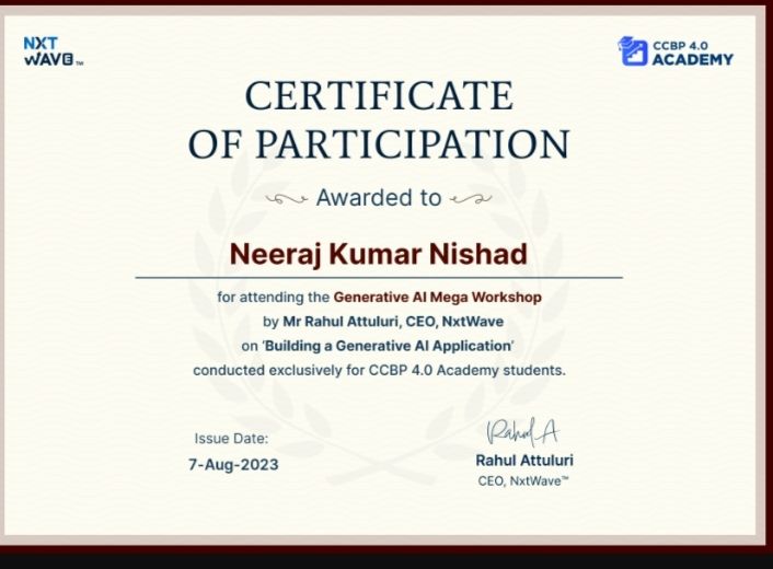 Neeraj Nishad on LinkedIn: #nxtwaveteam #nxtwaveccbp # ... Neeraj Nishad on LinkedIn: #nxtwaveteam #nxtwaveccbp # ...