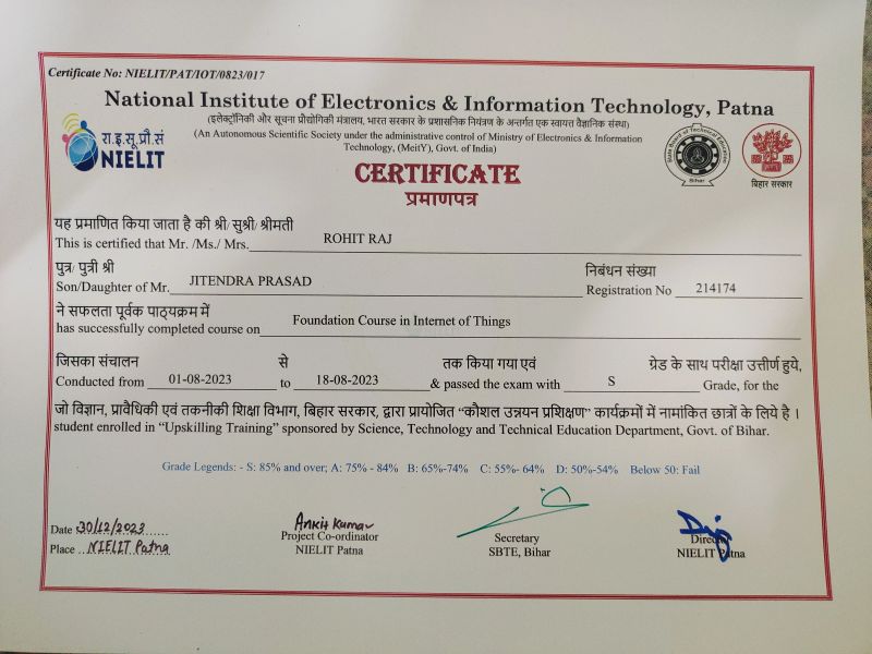 Rohit Gupta on LinkedIn: #nielitpatna #iot #bihargovernment Rohit Gupta on LinkedIn: #nielitpatna #iot #bihargovernment