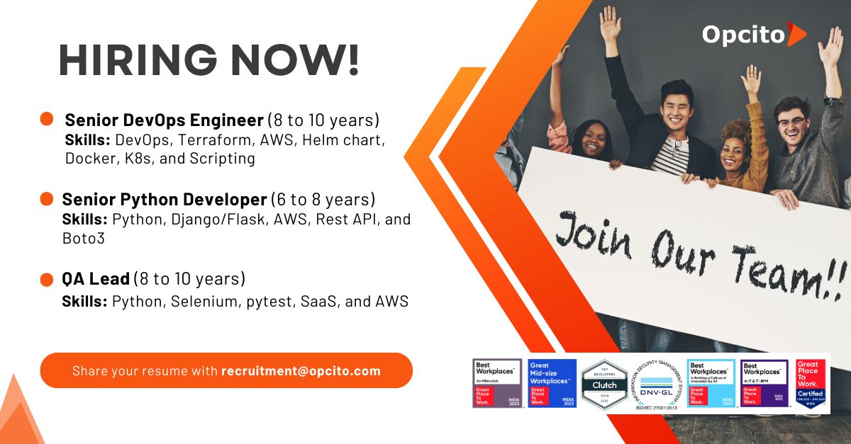 Opcito Technologies on LinkedIn: #devopsjobs #pythonjobs #qajobs # ... Opcito Technologies on LinkedIn: #devopsjobs #pythonjobs #qajobs # ...