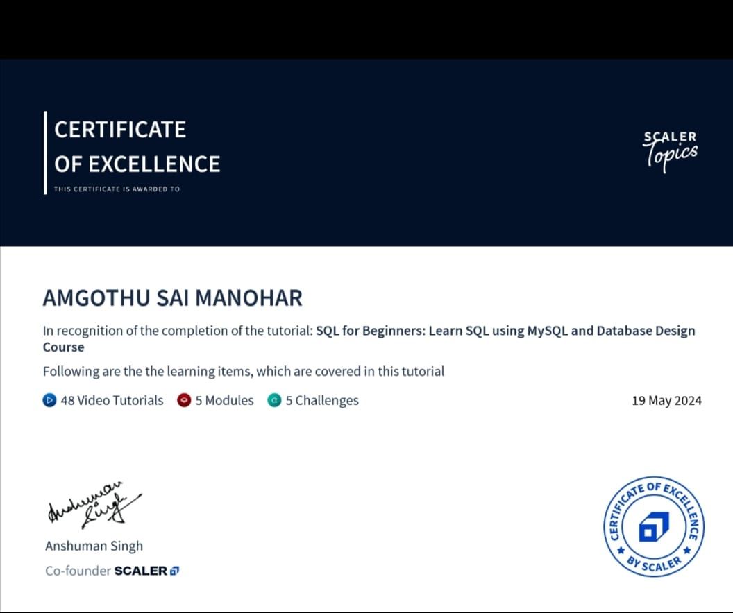 AMGOTHU SAI MANOHAR on LinkedIn: #sql #databasedevelopment # ... AMGOTHU SAI MANOHAR on LinkedIn: #sql #databasedevelopment # ...