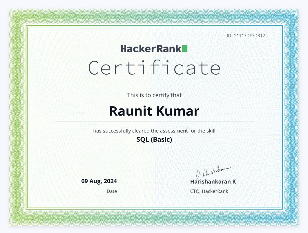 Raunit Kumar on LinkedIn: #hackerrank #sql #dataanalysis # ... Raunit Kumar on LinkedIn: #hackerrank #sql #dataanalysis # ...