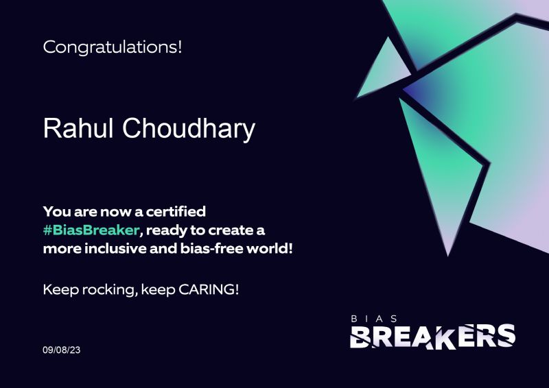 Rahul Choudhary on LinkedIn: #biasbreaker #nagarro Rahul Choudhary on LinkedIn: #biasbreaker #nagarro
