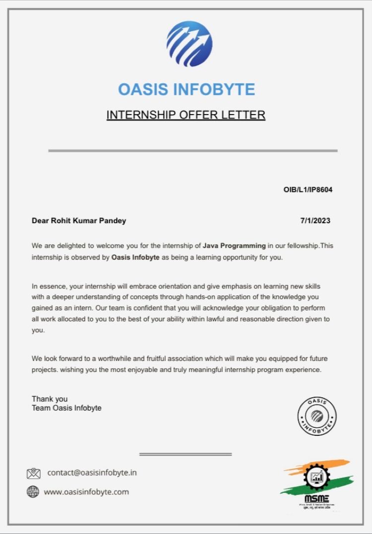Rohit Pandey on LinkedIn: #oasisinfobyte #oasisinfobyte #internship # ... Rohit Pandey on LinkedIn: #oasisinfobyte #oasisinfobyte #internship # ...