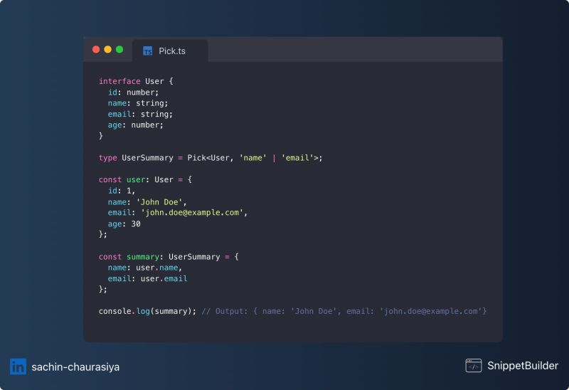 Sachin Chaurasiya on LinkedIn: #typescript #pick #typesafety #tip Sachin Chaurasiya on LinkedIn: #typescript #pick #typesafety #tip