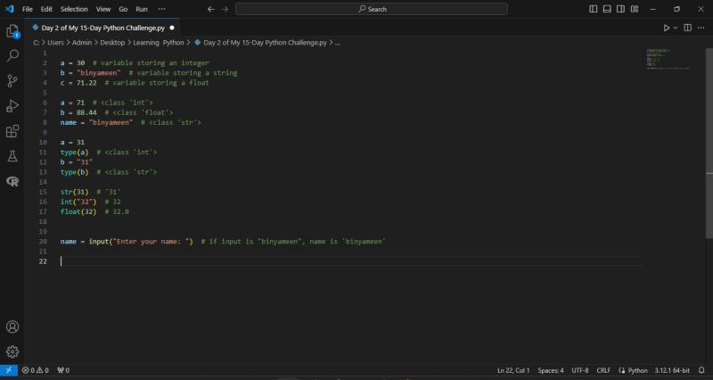 Binyameen . on LinkedIn: #python #learning #coding #variables # ... Binyameen . on LinkedIn: #python #learning #coding #variables # ...