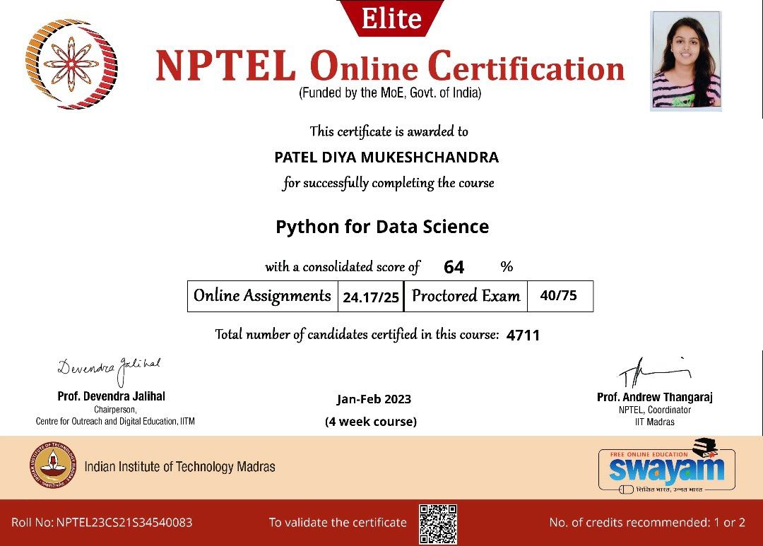 Diya Patel on LinkedIn: #python #datascience #nptel Diya Patel on LinkedIn: #python #datascience #nptel