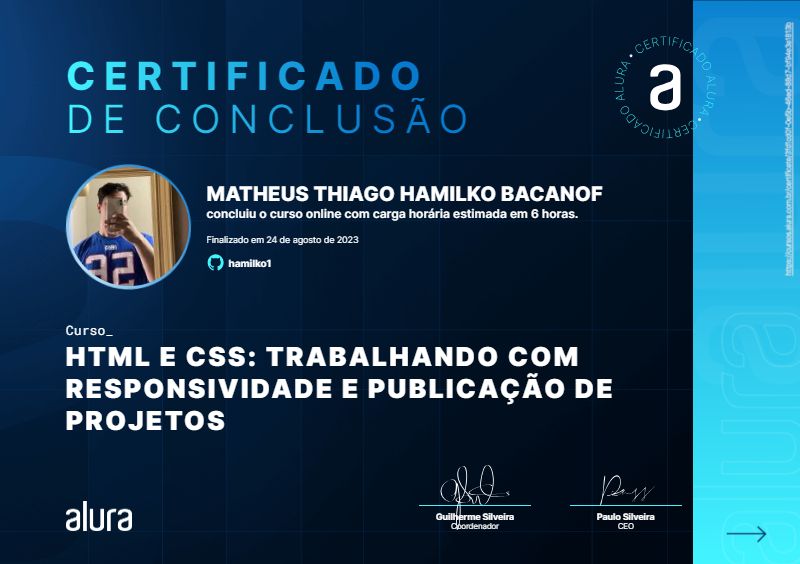 Matheus Thiago Hamilko Bacanof no LinkedIn: #alura #html #css Matheus Thiago Hamilko Bacanof no LinkedIn: #alura #html #css